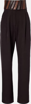 Alaia Ala&iuml;a Gerade Hose aus Wolle mit Leder