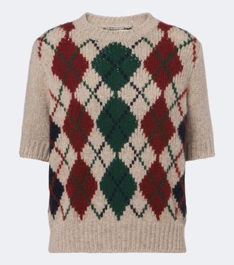 Khaite Pull Lisa en cachemire et mohair &agrave; motif argyle