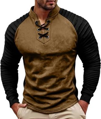 Generic Chemise classique douce pour homme, coupe classique, v&ecirc;tement de travail d&eacute;contract&eacute;, haut l&eacute;ger et respirant, marron, XXL