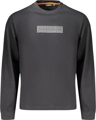 Napapijri Box Logo Langarm-T-Shirt - - Tops - Herren - Schwarzk - XL
