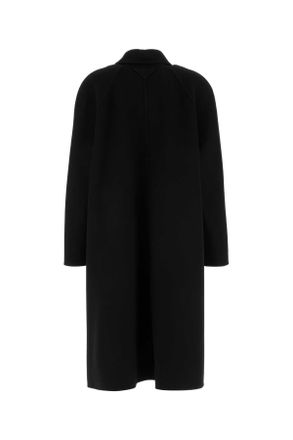Prada Womens Black Wool Blend Coat Nero Cappotti