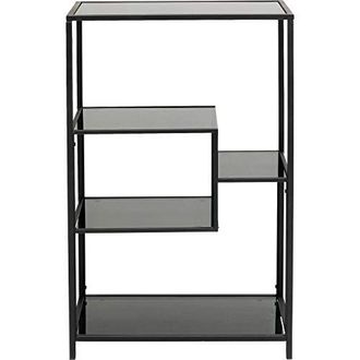 Kare Design Design Regal Loft, Schwarz, Aufbewahrungsregal, Stahl Gestell, ESG-Glas Fachböden, mit 4 Ablagen, 100x60x30 cm (H/B/T)