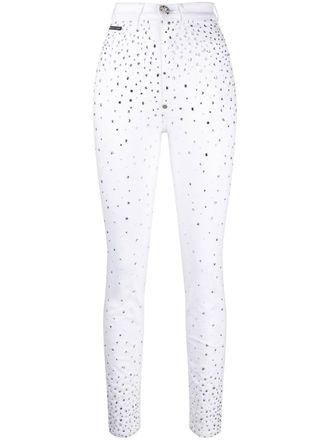 Philipp Plein jean skinny à ornements strassés - Blanc