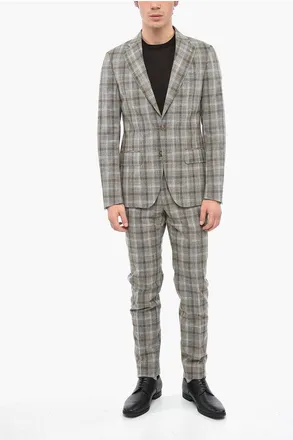 Corneliani CC COLLECTION 2 Button District Checkered Suit size 52