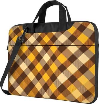 Generic Housse de protection antichoc pour ordinateur portable de 15,6 avec bandouli&egrave;re - Motif carreaux marron, multicolore, 15.6 inch