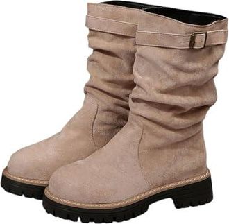 Generic Bottines &agrave; talon compens&eacute; pour femme - Bout rond - Talon moyen - Chaussures de neige &eacute;l&eacute;gantes et chaudes pour f&ecirc;te en plein air, kaki, 38 EU