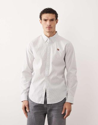 Abercrombie & Fitch Hemd aus Popeline mit Streifen in Blau/Wei&szlig; und Markenlogo