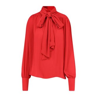 Actualee Satinbluse mit gepolsterten Schultern - - Blouses & Shirts - Damen - Rot - XS