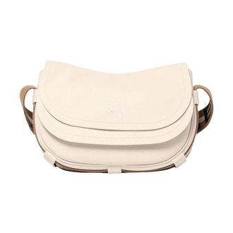 Coccinelle Femme, Sacs, Blanc, Taille: ONE Size Rabat Courbé Sac Bandoulière en Cuir