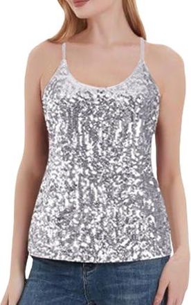 Generic Costume de f&ecirc;te 2026 pour femmes - D&eacute;bardeur &agrave; paillettes et bretelles (2), gris, XXL