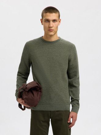 Selected Rundhalspullover SLHROSS LS KNIT STRUCTURE CREW NECK NOOS Baumwolle, regular fit