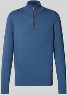 Bugatti Regular Fit Strickpullover aus reiner Baumwolle mit Troyer-Kragen