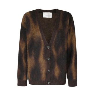 Roberto Collina Cardigan en jacquard animal - Femme - Pulls - Brun - Taille: 40 FR