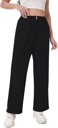 Generico Pantalon de sport pour femme, taille haute, pantalon long, jambe large, pantalon de sport, combinaison avec poches d&eacute;contract&eacute;es, confortable athl&eacute;tis