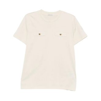 Moncler Femme, Tops, Beige, Taille: 40 FR Logo Cotton Jersey T-Shirt