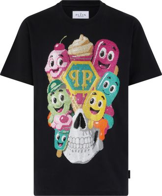 Philipp Plein Round Neck T-Shirt Little Ice Cream Skull