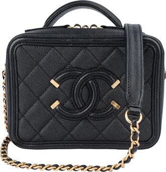 Chanel Crossbody Bags - Chanel Quilted Caviar Leather CC Filigree Crossbod - Gr. unisize - in Schwarz - f&uuml;r Damen