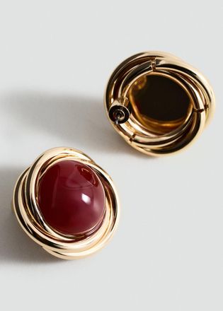 Mango Boucles doreilles rondes en r&eacute;sine or - Femme - Taille unique - MANGO