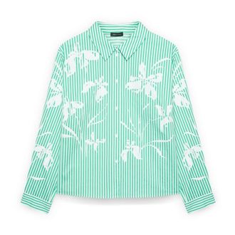 Fiorella Rubino Gestreiftes Hemd mit Blumenprint - - Blouses & Shirts - Damen - Gr&uuml;n - 7XL