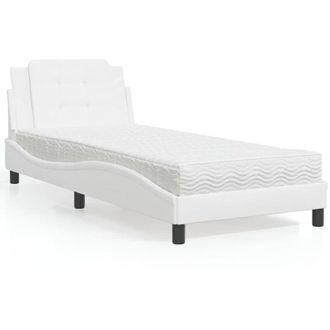 vidaXL Bettgestell ohne Matratze Zadar Wei&szlig; 100x200 cm Kunstleder Vidaxl