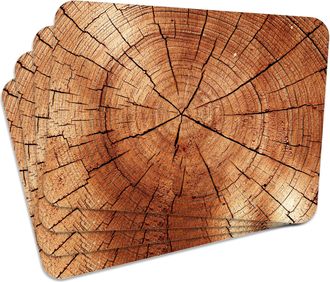 MG Design Set aus 4 Kork-Platzsets - Wood 2 - 30 x 40 cm - hitzebeständig & abwischbar, mit Korkrückseite