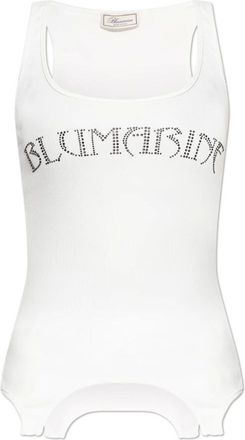Blumarine Femme, Tops, Blanc, Taille: 42 FR White Logo Top