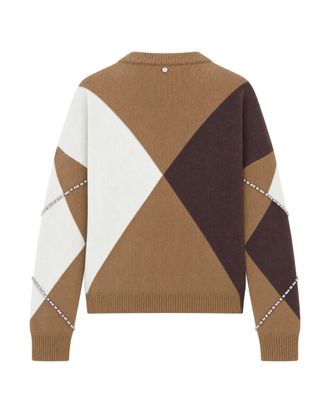 Liu Jo Argyle Jewelled Sweater - Camel