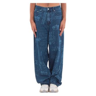 Arte Homme, Jeans, Bleu, Taille: W34 Graffiti Printed Jeans