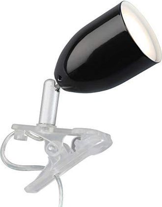 Brilliant Lampe Leo LED lampe &agrave; pince noire | 1x LED-PAR51, GU10, ampoule LED &agrave; r&eacute;flecteur 3W incluse, (240lm, 2700K) | Avec interrupteur interm&eacute;diaire &agrave; cordon