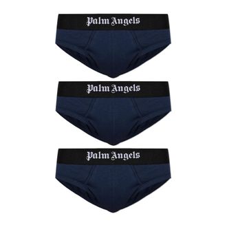 Palm Angels Homme, Sous-v&ecirc;tements, Bleu, Taille: 2XL Branded Briefs Three-Pack
