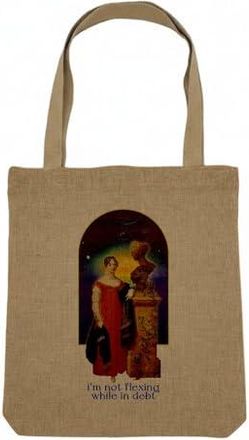 Fabulous Sac Shopping Tote Bag Aspect Lin - Not Flexing While in Debt Collage Surrealiste Meme Vintage Illustration Art Humour - Sac de Courses Toile Epaisse 3