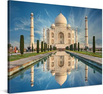 Picanova Leinwandbild 100x75cm Indien Taj Mahal - Leinwanddruck - Wandbild Kunstdruck Auf 2cm Holz-Keilrahmen Für Schlaf- Und Wohnzimmer Wanddekoration - Bild 