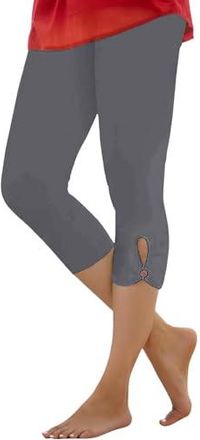 Generic Pantacourt d&eacute;t&eacute; habill&eacute; pour femme - Taille haute - Pantalon de yoga confortable et extensible - Pantalon de compression dentra&icirc;nement, gris fonc&eacute;, 3X