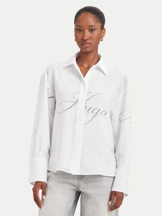 HUGO BOSS Hemd Echinacea 50562585 Wei&szlig; Oversize