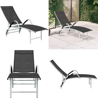 vidaXL Vidaxl - Sonnenliege Textilene und Aluminium Schwarz - Sonnenliege - Gartenliege - Alu-Liege - Relaxliege - Lounge Chair - Home & Living