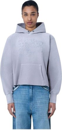 Maison Margiela Femme, Sweatshirts et sweats &agrave; capuche, Violet, Taille: 38 FR SweaT-shirt &agrave; capuche avec d&eacute;tails c&ocirc;tel&eacute;s