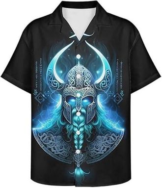 Keephen Nouveaut&eacute; Viking Chemises Hommes/Femmes Viking Animal Impression 3D Chemise Hawaiienne Chemise &agrave; Boutons Cool Plage Vacances Col &agrave; Revers Haut