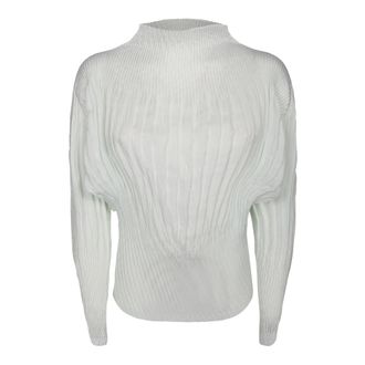 Issey Miyake Plissierte Wildlederbluse - - Blouses & Shirts - Damen - Gr&uuml;n - M