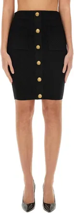 Balmain Knit Viscose Skirt - Black