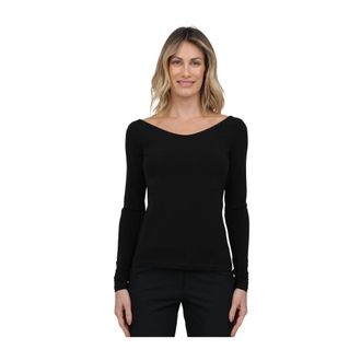 Max Mara Viskose Jersey T-Shirt - - Tops - Damen - Schwarzk - L