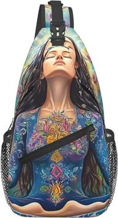 Generic Sac &agrave; bandouli&egrave;re de m&eacute;ditation avec fleurs pour fille - Sac &agrave; dos de voyage pour homme - Sac &agrave; dos de randonn&eacute;e