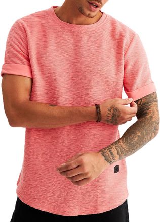 LEIF NELSON T-Shirt Herren Sommer Rundhals-Ausschnitt (Rosa, Gr&ouml;&szlig;e S), Regular Fit Herren-T-Shirt 100% Baumwolle, Casual Basic M&auml;nner T-Shirt Kurzarm