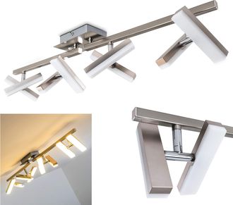 HOFSTEIN LED Deckenleuchte Sakami, l&auml;ngliche Deckenleuchte aus Metall in Nickel-matt, 8-flammig, mit 8 verstellbaren Strahlern, je 2 Watt, 1400 Lumen insgesamt