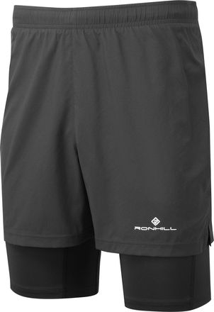 Ronhill Herren Core Twin Shorts, Schwarz mit Reflektor, L