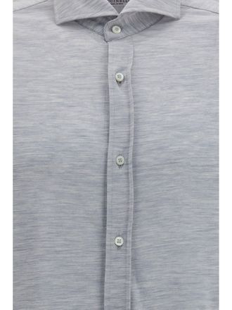 Brunello Cucinelli Mens Shirt Silk-Cotton Jersey Pearl