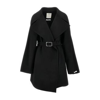 Sportmax Femme, Manteaux, Noir, Taille: 36 FR Spxpagine Belted Caban Coat