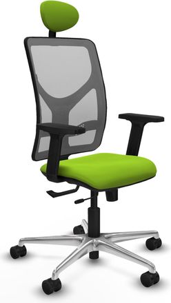 Piqueras y Crespo B&uuml;rostuhl mit 2D-Armlehnen, h&ouml;henverstellbarer Lendenwirbelst&uuml;tze und festem Kopfteil, ausgestattet mit Syncro/Traslack und Schneideschaum, Grau/Pista