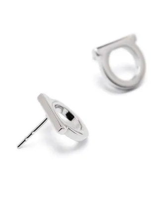 Ferragamo Womens Earrings Gancini Silver-Coloured Brass Metallic