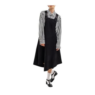 Comme Des Gar&ccedil;ons Femme, Robes, Noir, Taille: 42 FR Robe Noire Asym&eacute;trique en Laine avec Bretelles