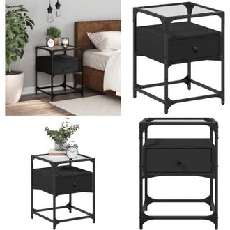 vidaXL Table de chevet noir 40x40x55 cm bois dingénierie - Table De Chevet - Meuble De Chambre - Table Dappoint - Table Noire - Table Design - Home &